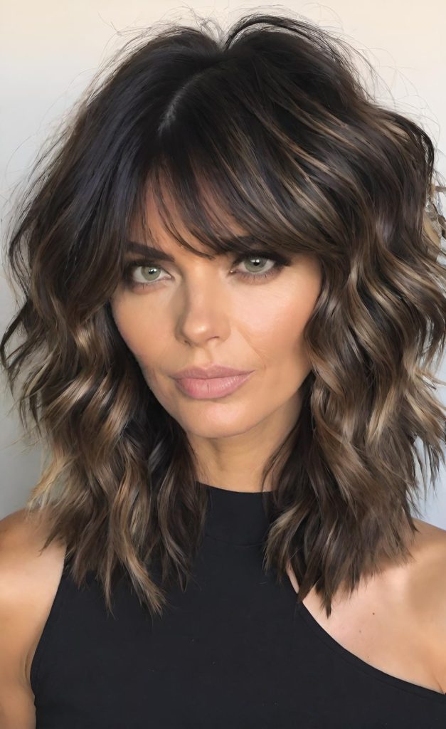 Trendy Airy Textured Lob ️ | Soft Waves with Side-Swept Bangs – EĞİTİM ...